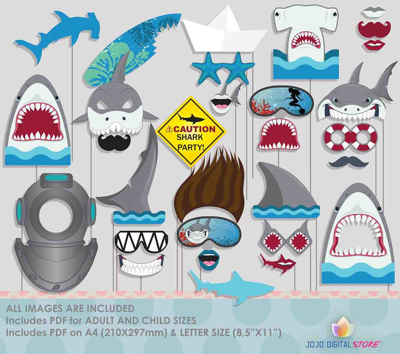 Shark Diving Surfing Summer Photo Booth Props for Shark Party - Etsy
