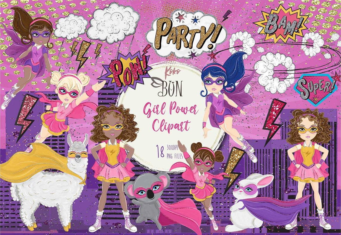 Adorable Superhero Girls Clipart Graphics Superhero Girl | Etsy