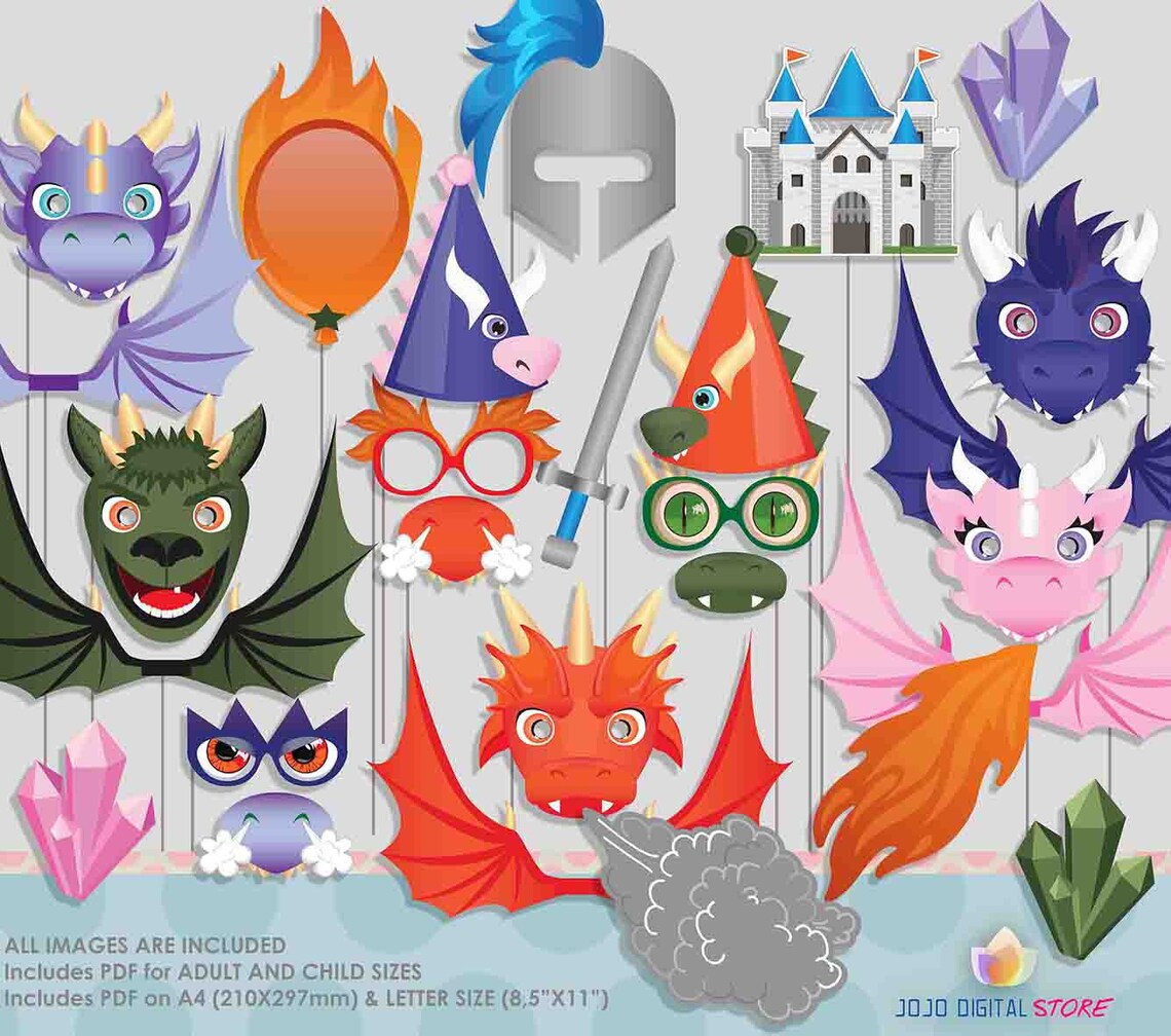 Dragon Knight Photo Booth Props for Fairytale Dragon Party | Etsy