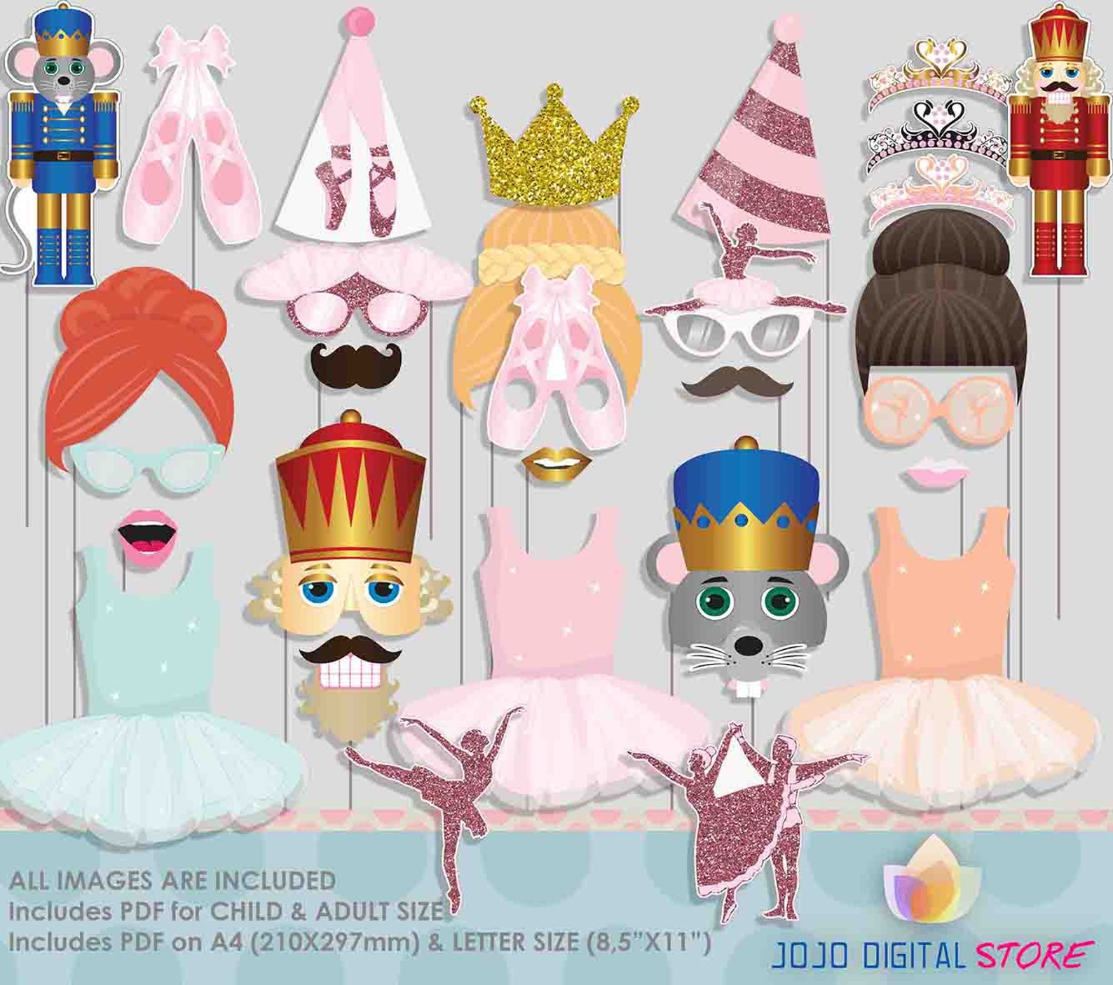 Nutcracker Ballet Party Photo Booth Props for Nutcracker Christmas ...