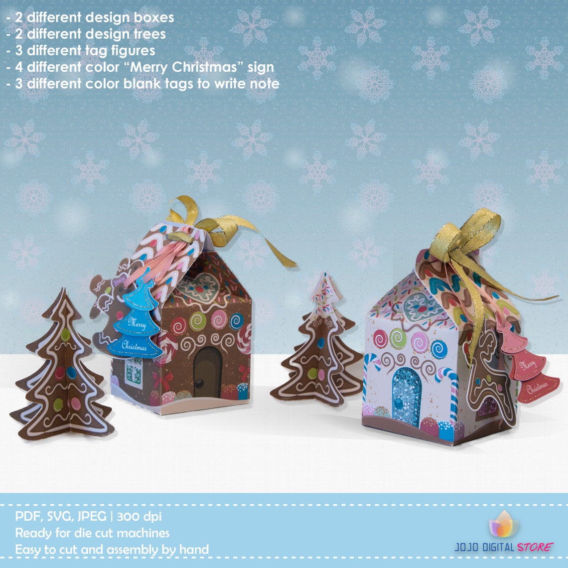 SVG PDF Gingerbread House Christmas Favor Box Set for - Etsy