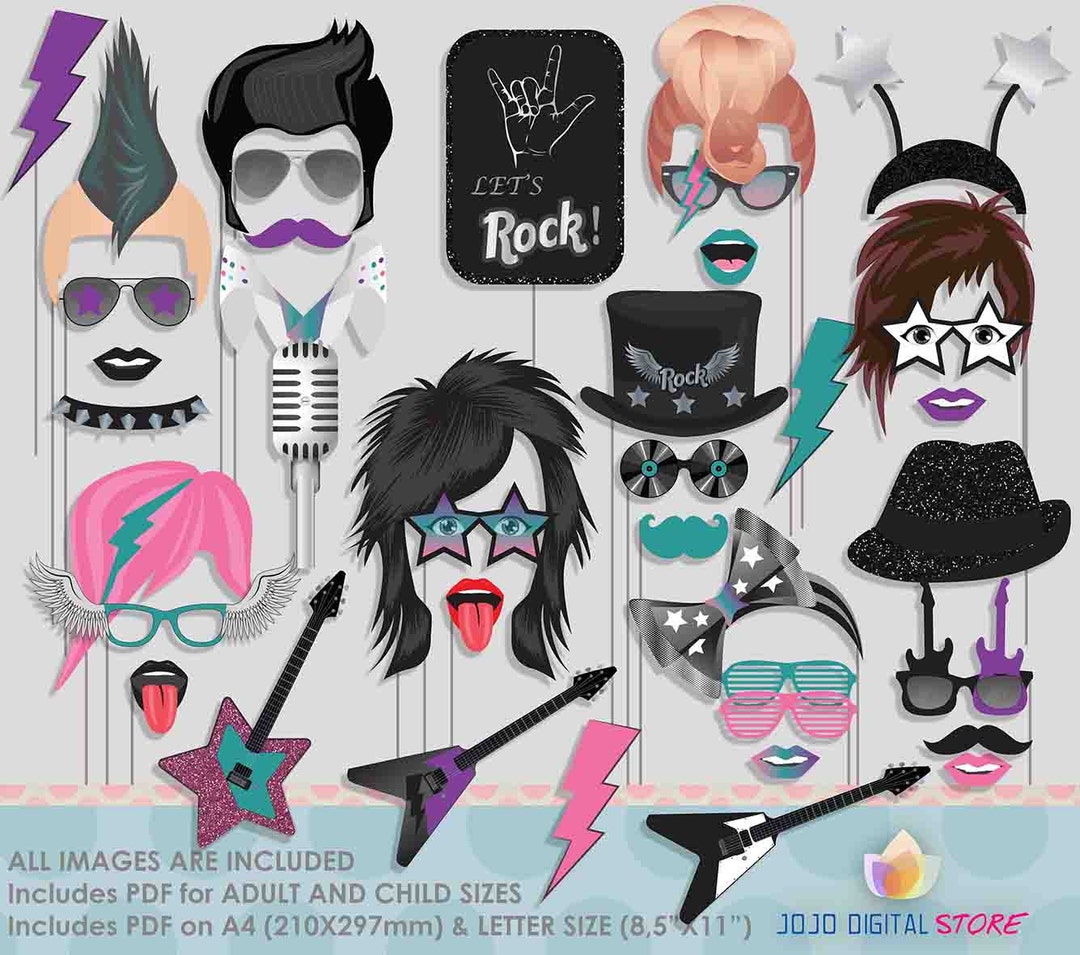 Rock Star Photo Booth Props for Rockstar Party - Etsy