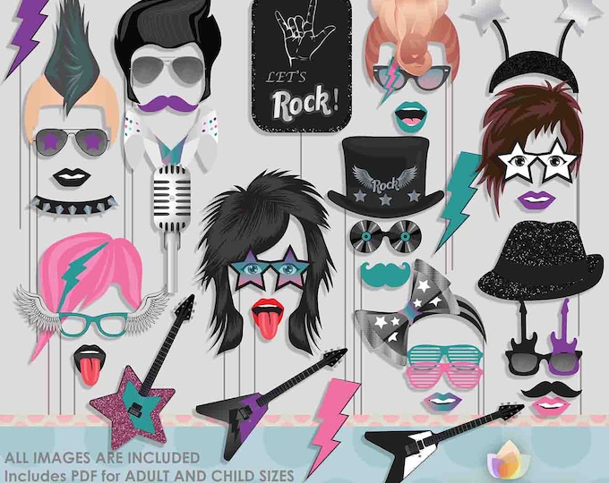 PRINTABLE Rock Photo Booth Props–rock Photo Props-rock Star Props-rock ...