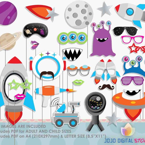 Space Party Photo Props. Printable Photo Props for Outer Space - Etsy