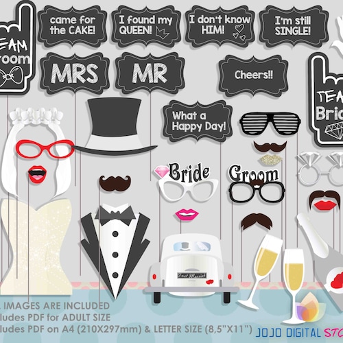 Wedding Photo Booth Props Printable Wedding Signs 26 Party - Etsy