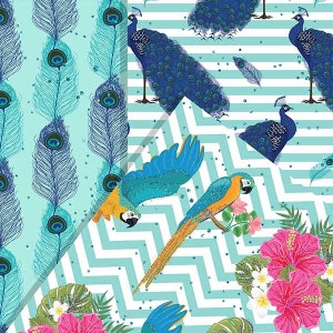 Tropical Birds! Birds Digital Paper Set, Seamless Pattern, Glitter ...