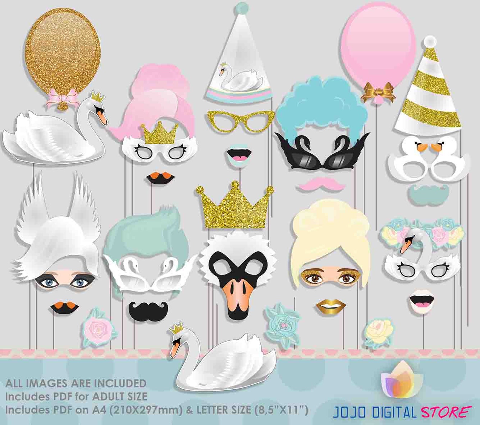 Swan Ballerina Ballet Party Photo Booth Props for Swan Party - Etsy