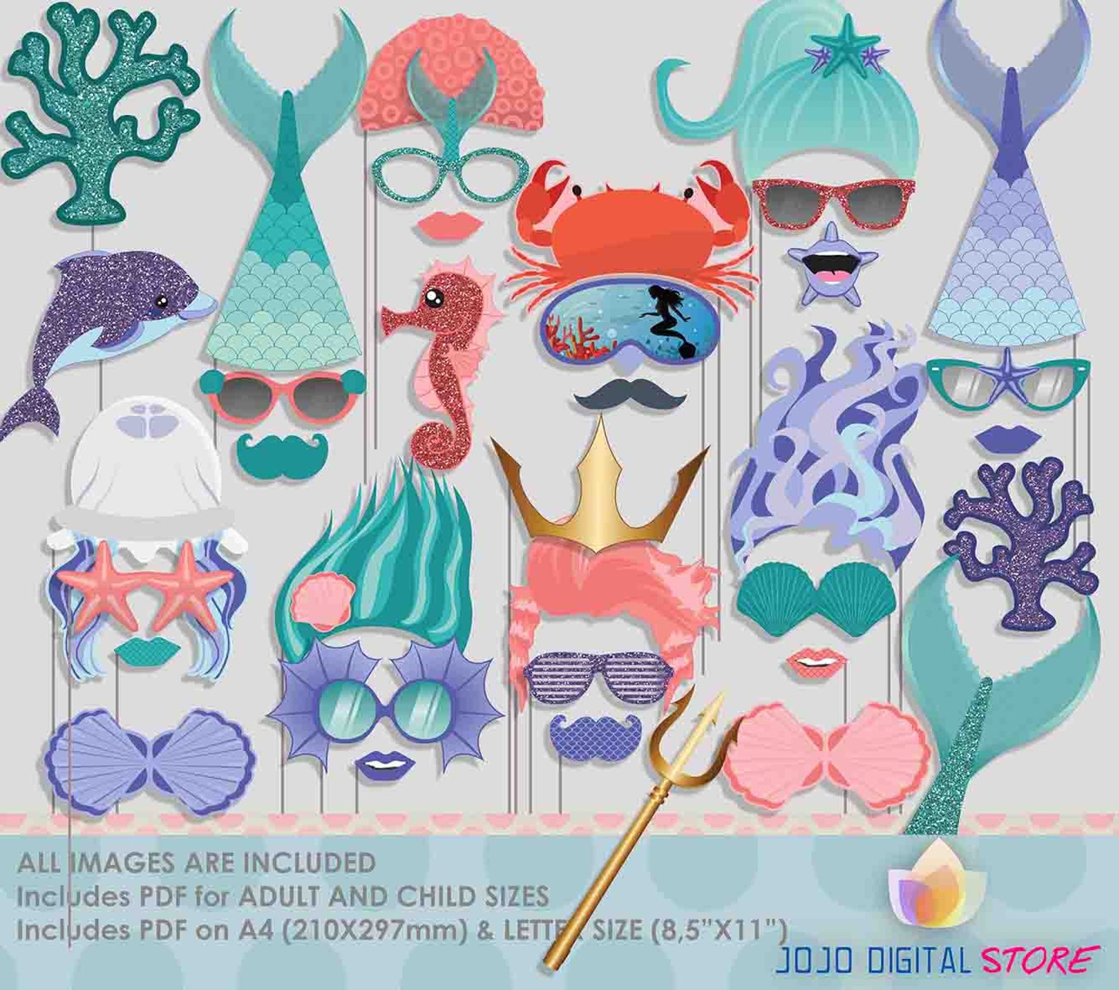Mermaid Under the Sea Photo Booth Props - Etsy