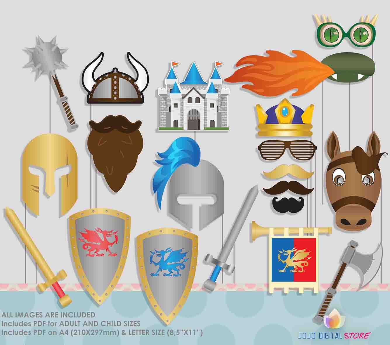 Knights Prince King Photo Booth Props for Knights Dragon Party - Etsy UK