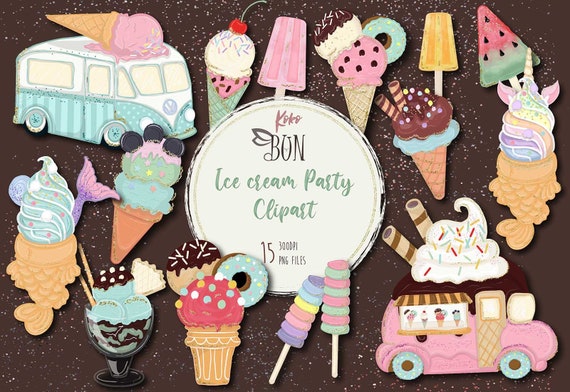 Ice Cream Popsicle Clipart Planner Stickers Glitter Ice Cream | Etsy