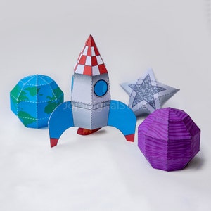 EDITABLE Rocket, Planets, Star Favor Box Set, Space Favor Box Set - Etsy
