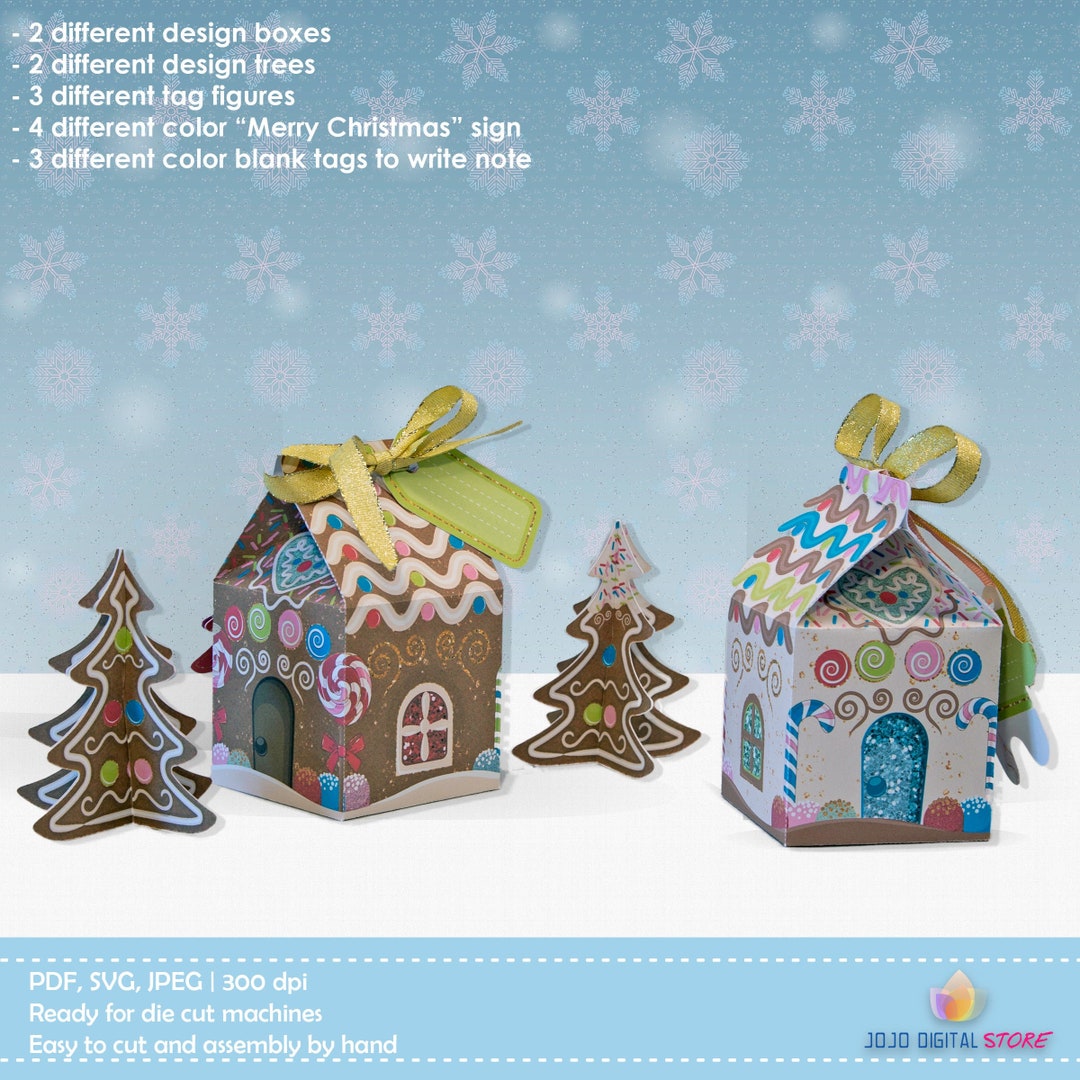SVG, PDF Gingerbread House Christmas Favor Box Set for Christmas ...