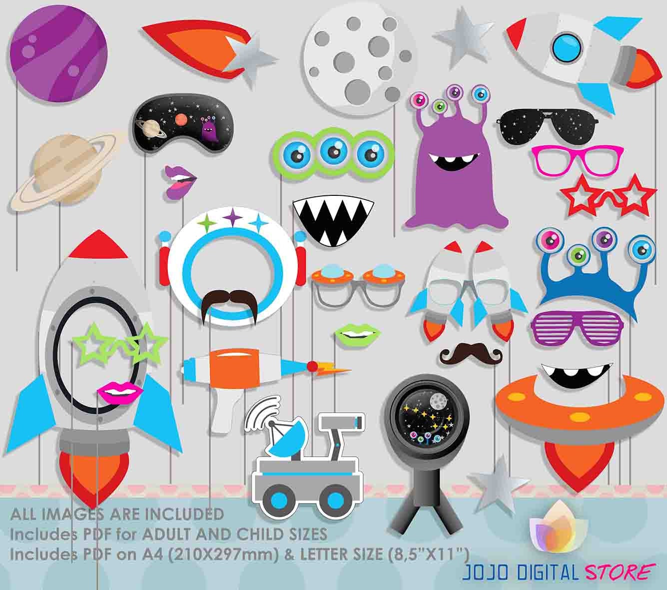 Space Photo Booth Props for Space Rocket Party - Etsy