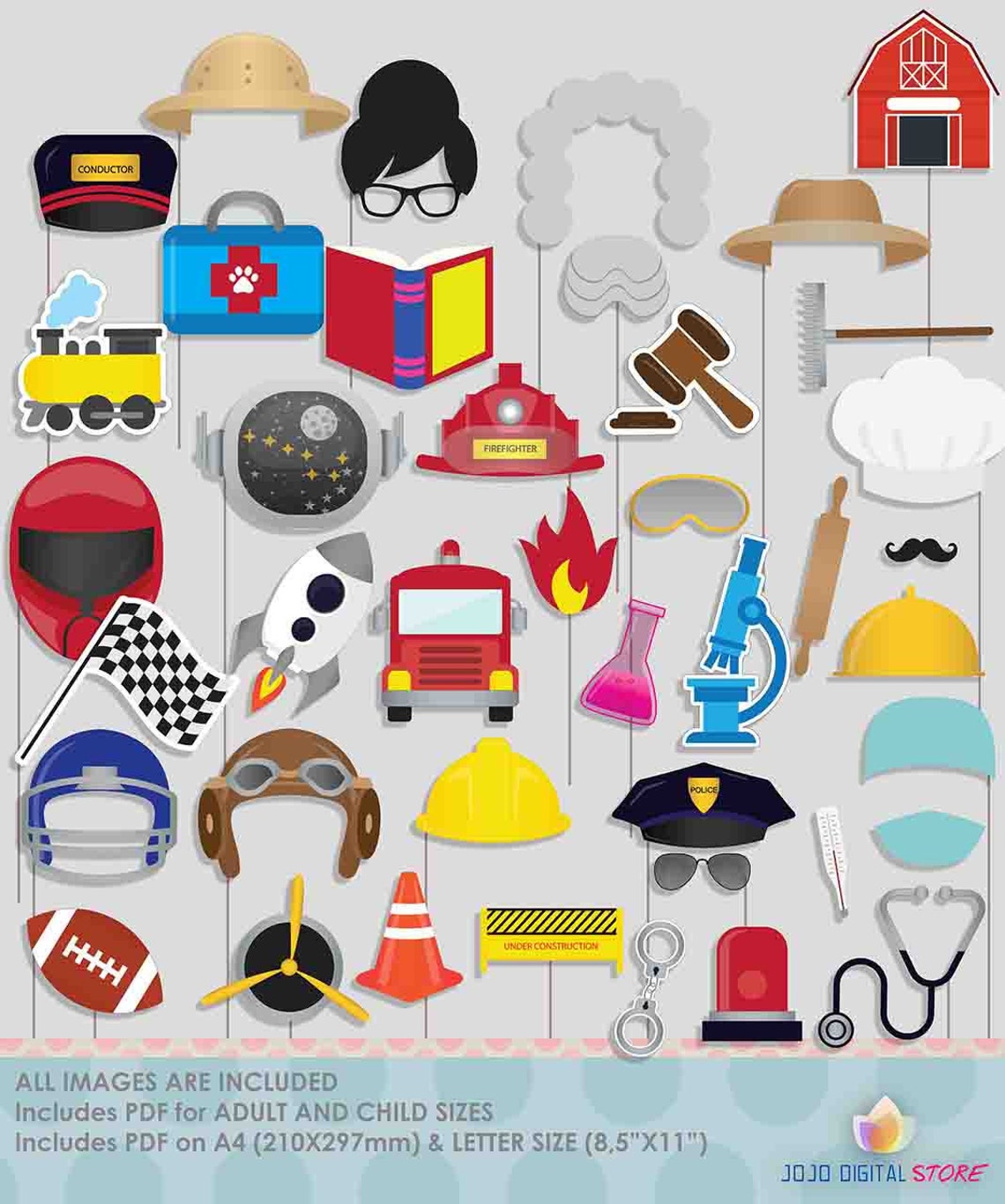 Costume Party Photo Booth Props - Professions - Etsy