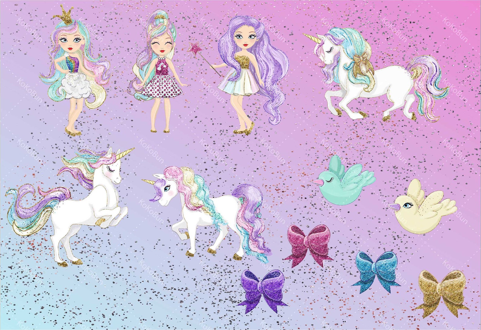 Pastel Rainbow Unicorn Clipart Graphics Watercolor Unicorn - Etsy