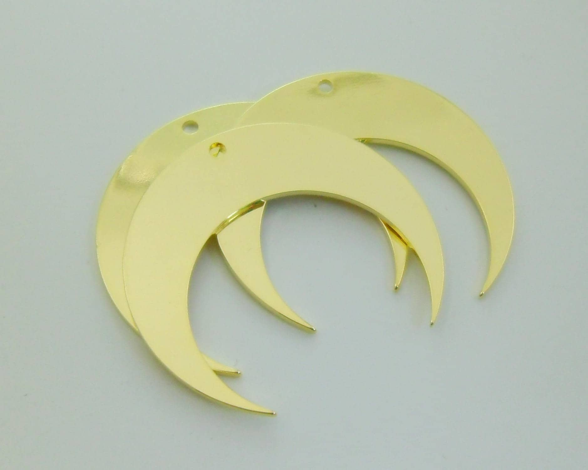 3pcs Large Shiny Gold Crescent Moon Half Moon Wish Moon Horn Pendant ...