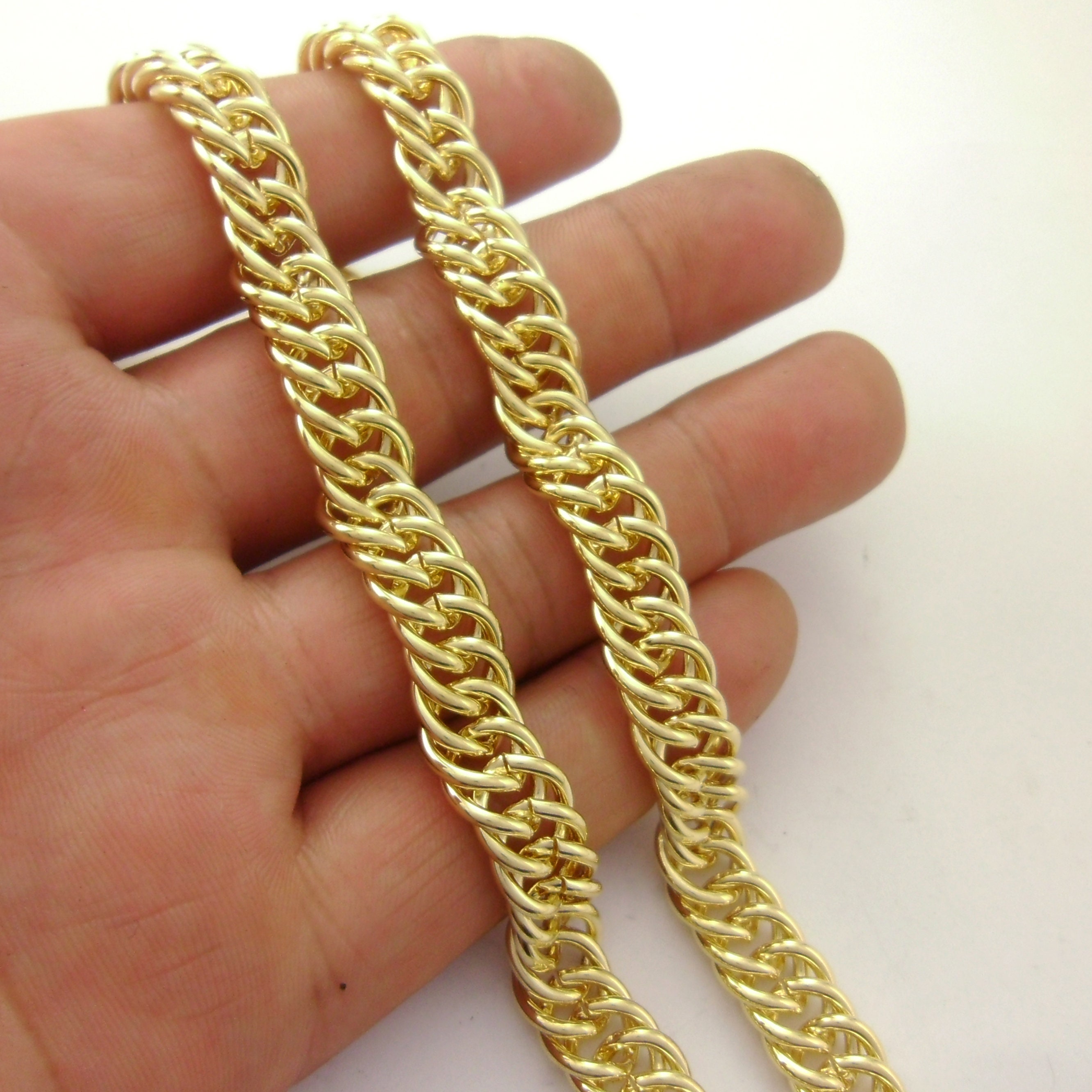 1 metro grande 14K chapado en oro latón serrado cadena de | Etsy