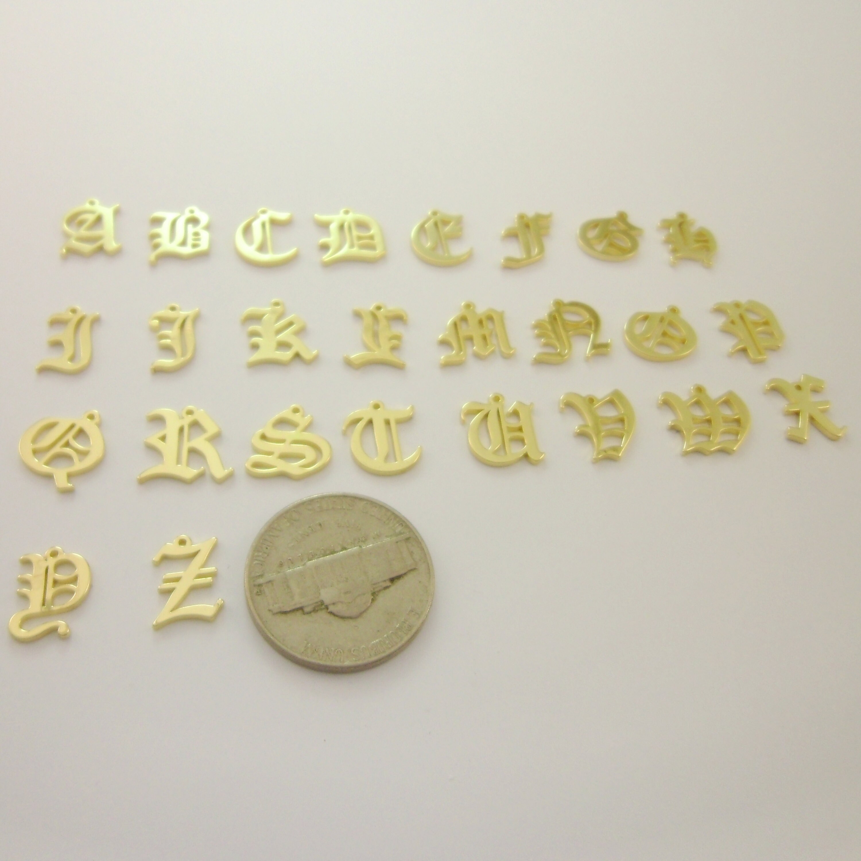 Unique Initials Source Custom, Small 14K Gold Plated Brass A-Z Old ...