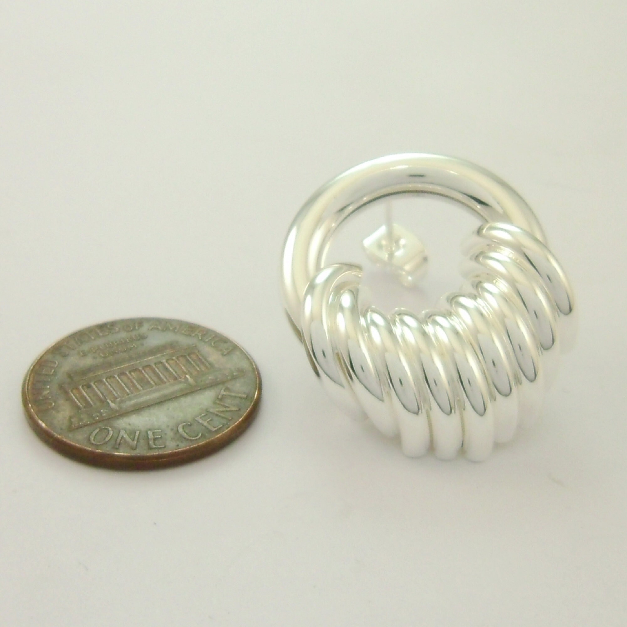 Handmade 1 Pair Multi Hoops Rings Ear Studs Chunky Silver - Etsy