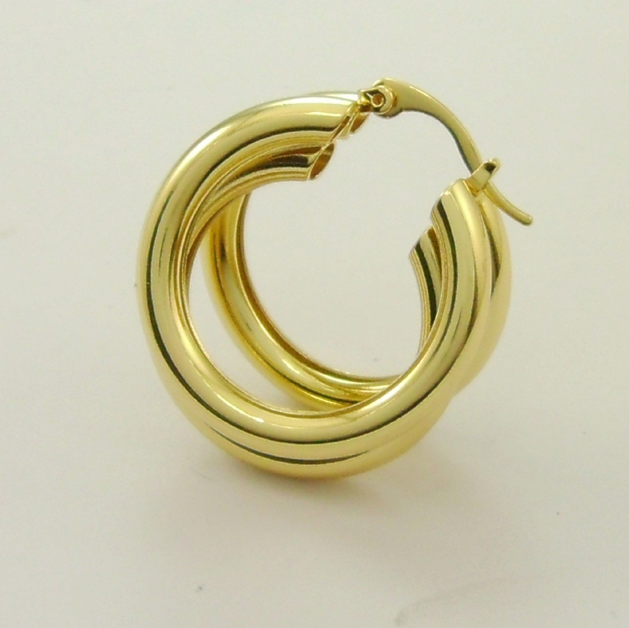 Handmade 1 Pair 33x19mm Three Hoop Rings Chunky 18K Gold - Etsy