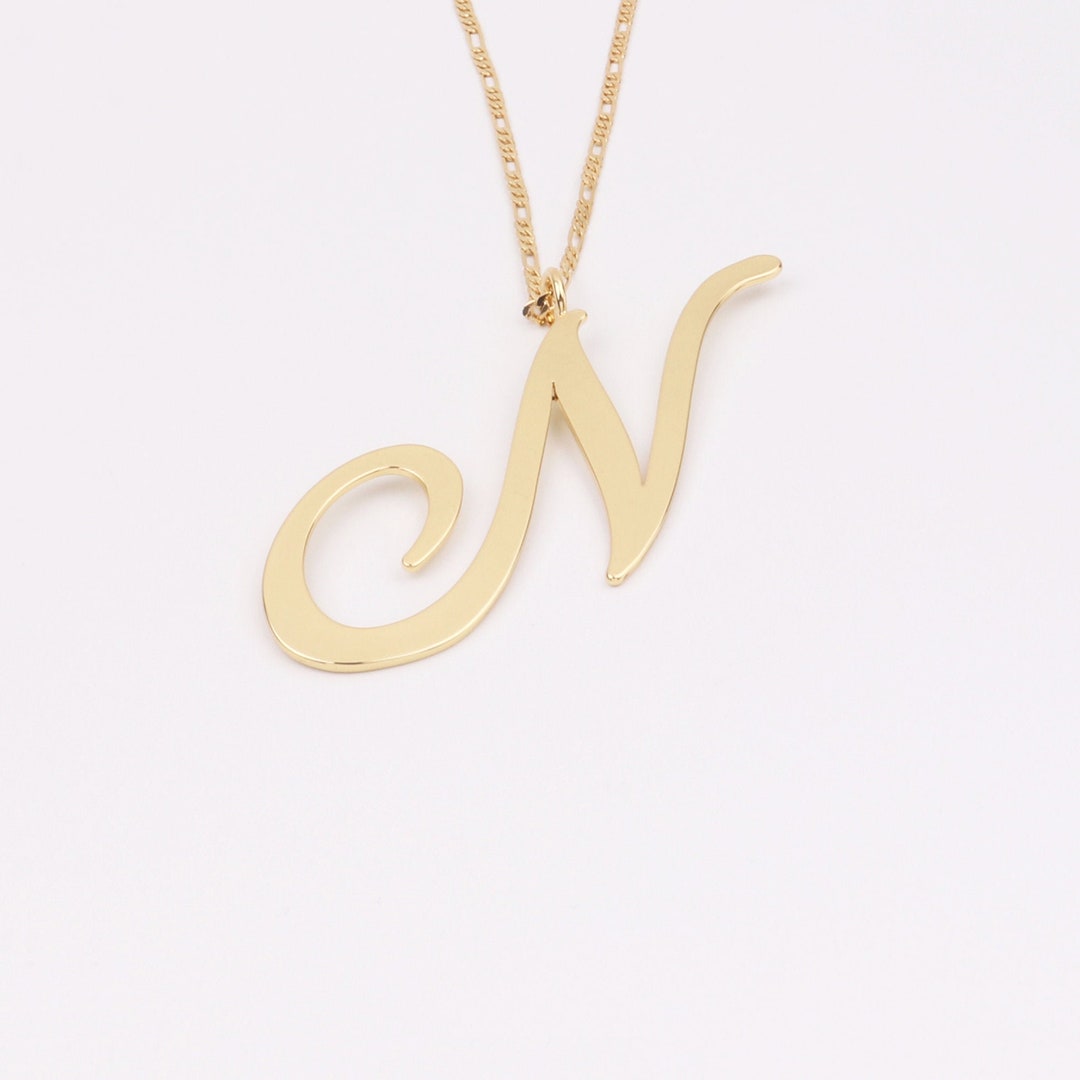 Custom Handmade 1pcs Dainty 18kt Gold Filled Capital Initial N Collar ...