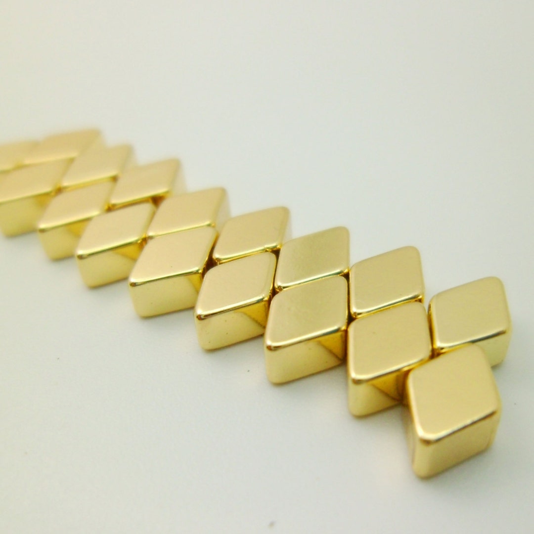 50pcs 14k Gold Plated Sacred Geometry Rhombus Beads Charms Drops Beaded ...