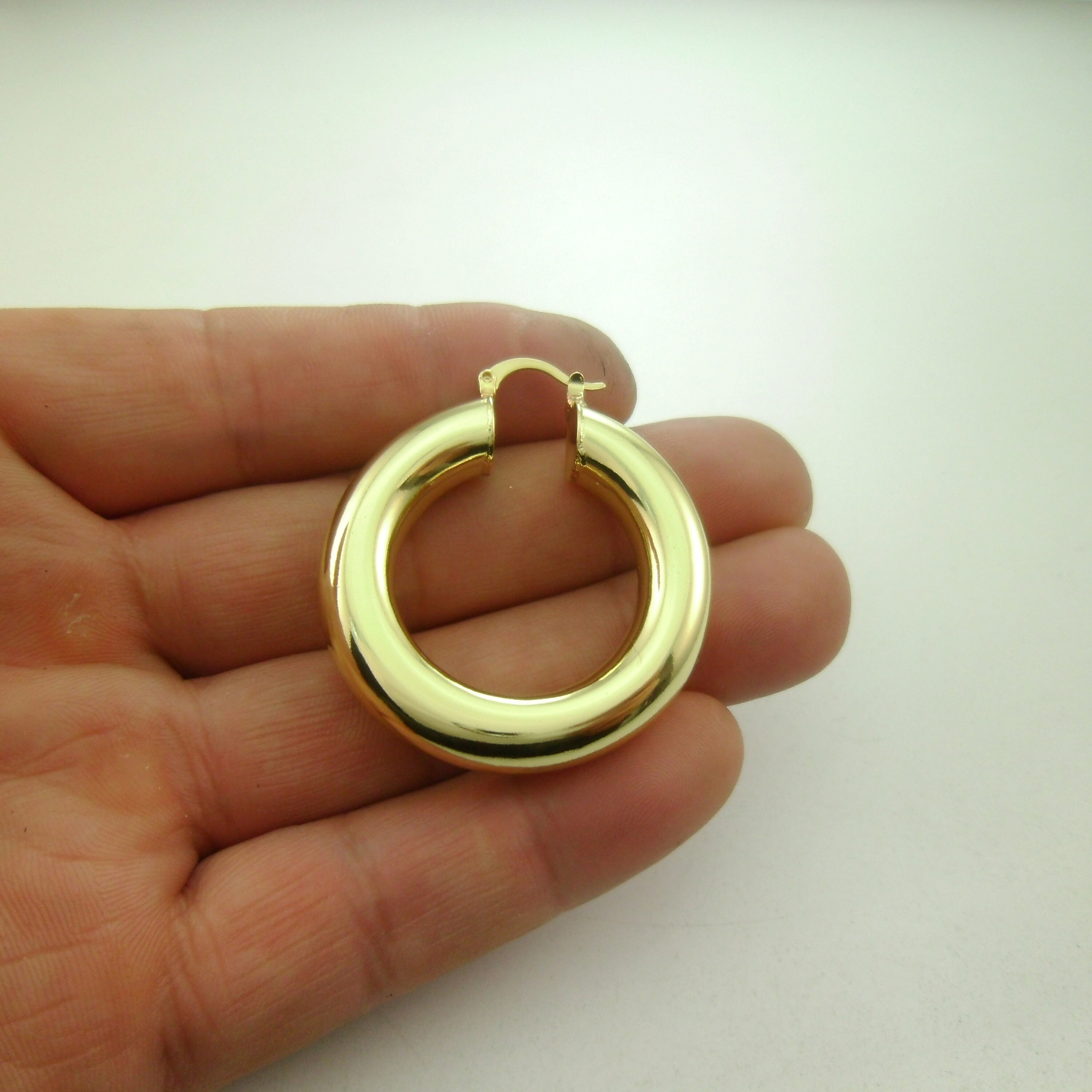 Custom Large Chic Stylish Chunky Round Bold 14k Gold Hoop | Etsy