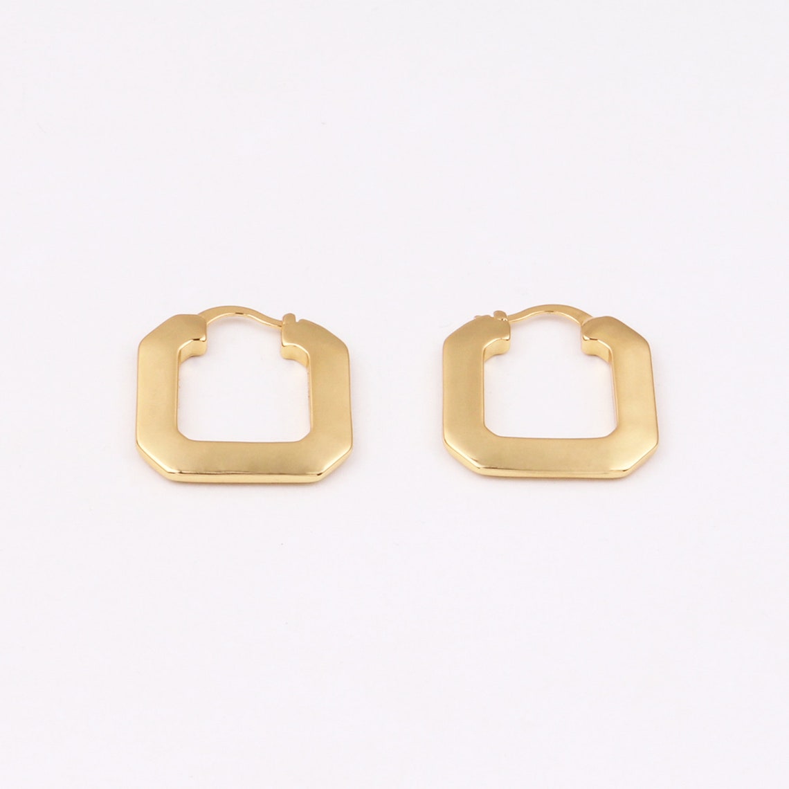 Custom 1 Pair Brass 18K Gold Filled Dainty Flat Square U-shape - Etsy