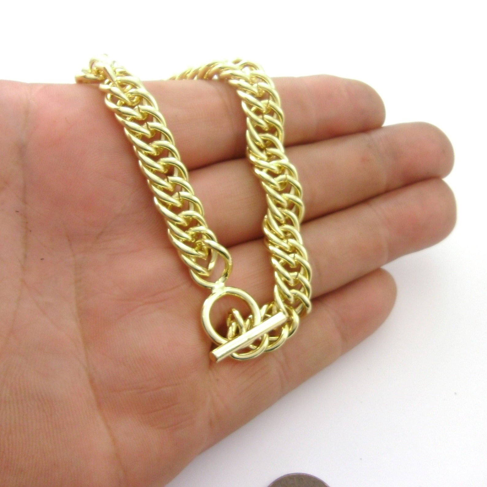 Handmade Custom, 1pcs 14K Gold Plated Curb Foxtail Chain Wheat Chain ...
