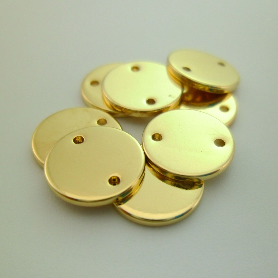 15pcs Dainty 10mm Cute Gold Round Discs Connectors Stamping Initials ...