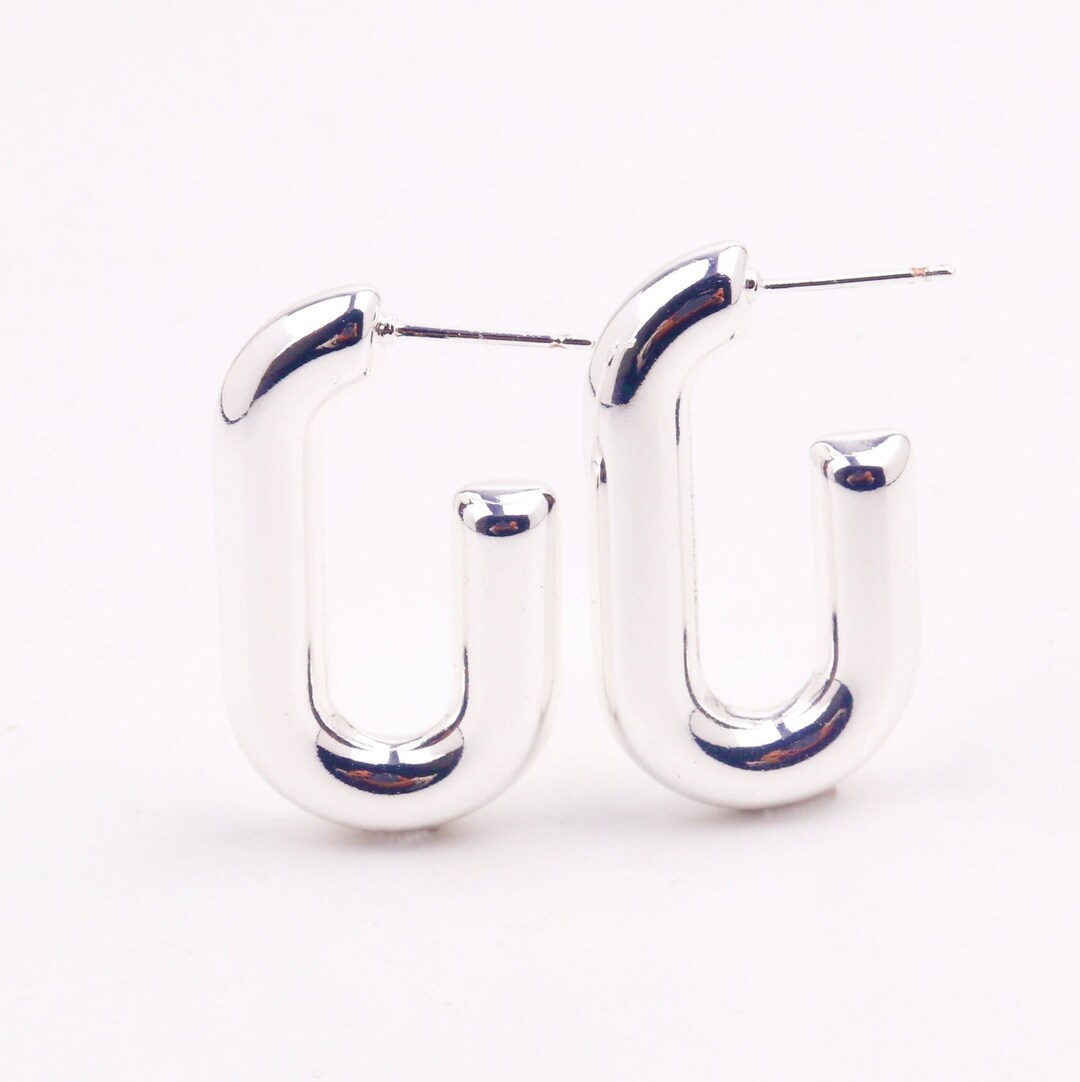 Custom Handmade 1 Pair Delicate Silver Filled U-shaped Hoops Hollow ...
