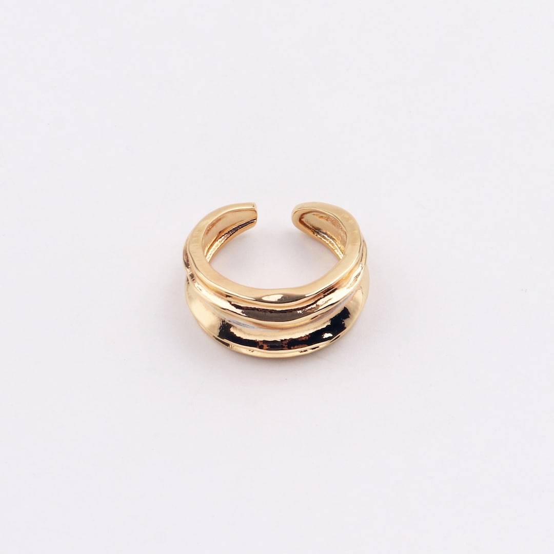 Custom Handmade 1pcs Delicate 16kt Gold Filled Bold Thick Lightweight Wrinkle Texture Opening ...