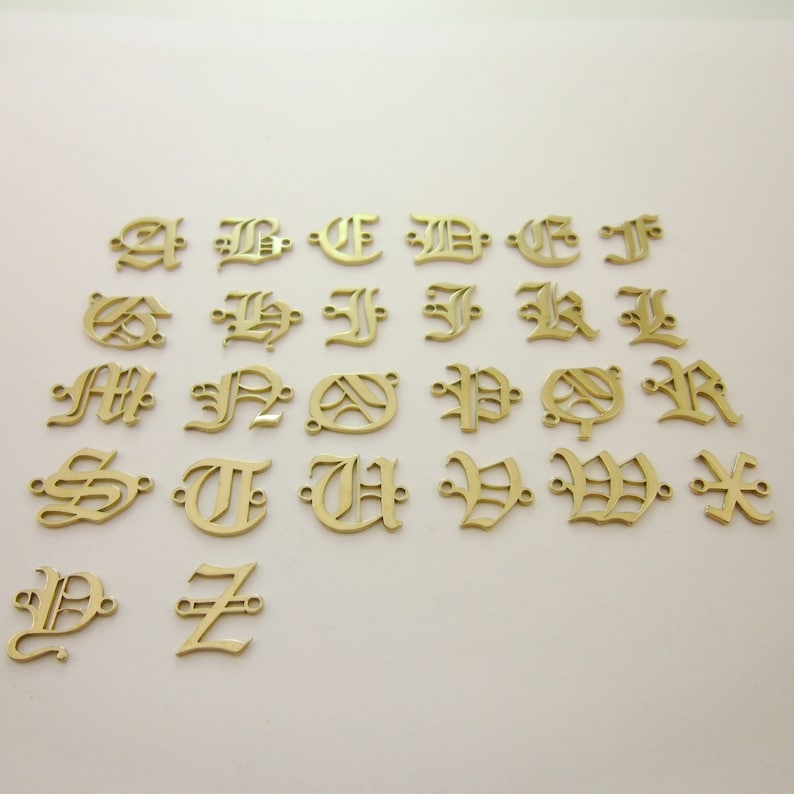Unique Initials Source Custom A-Z Raw Brass Old English - Etsy
