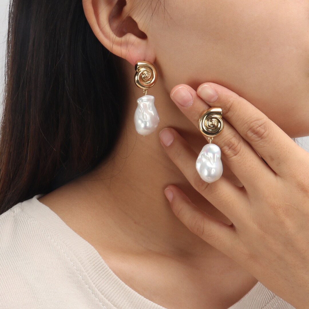 Custom Handmade 1 Pair Delicate Left Right 16kt Gold Filled Large Conch ...