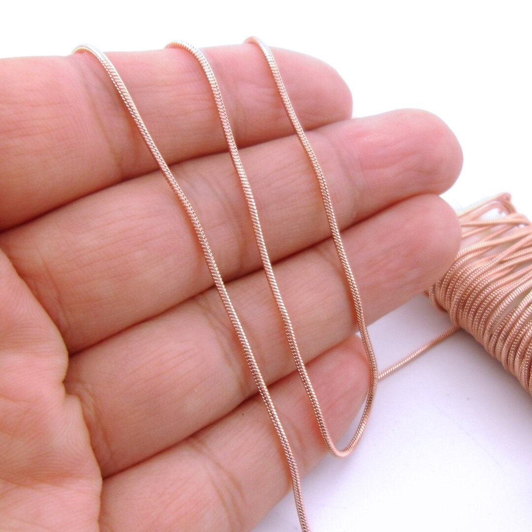 10 Feet (3.1M) Genuine Rose Gold Plated High Quality Strong ROUND Snake ...