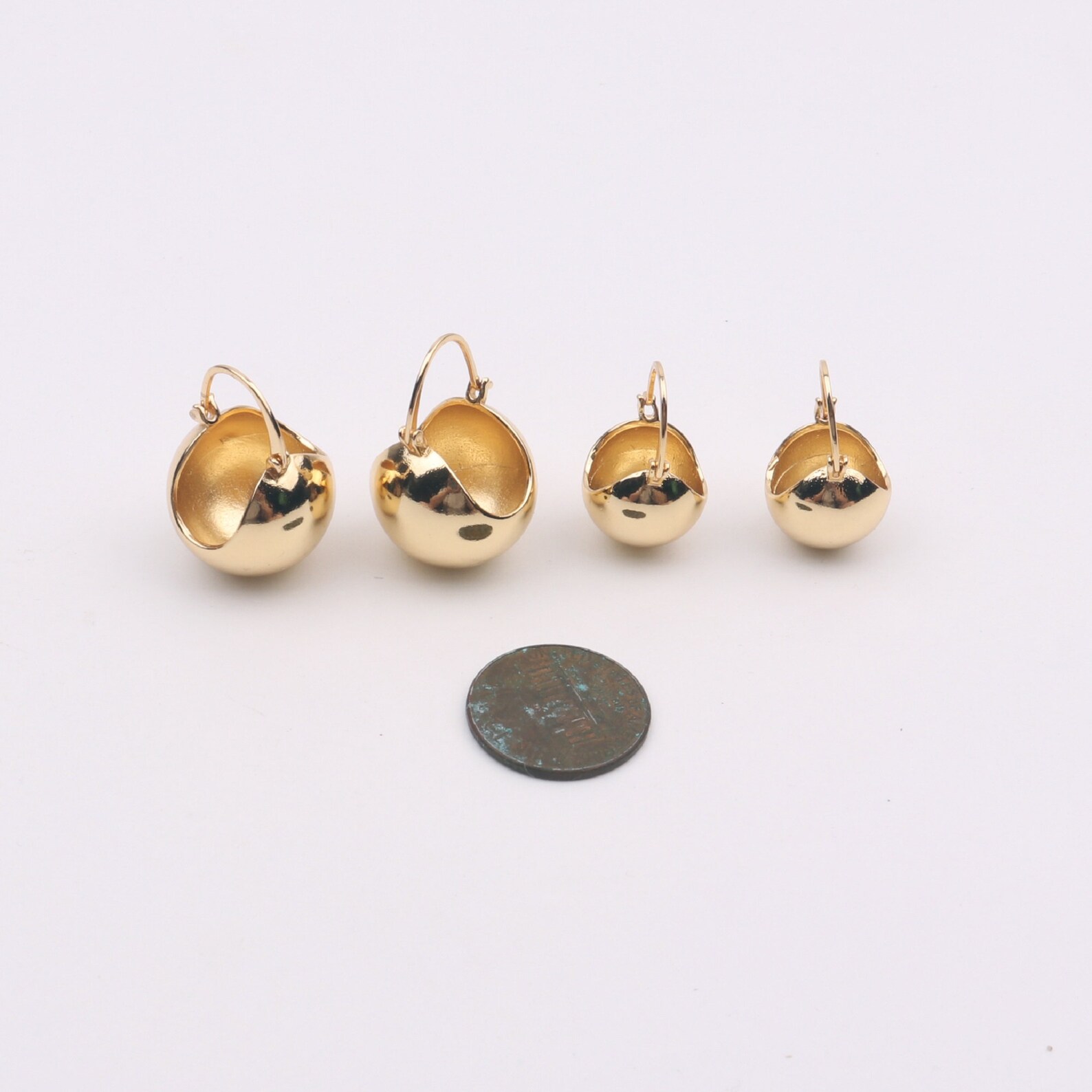 Unique Custom 1 Pair Classic Hollow Ball Round 14K Gold - Etsy