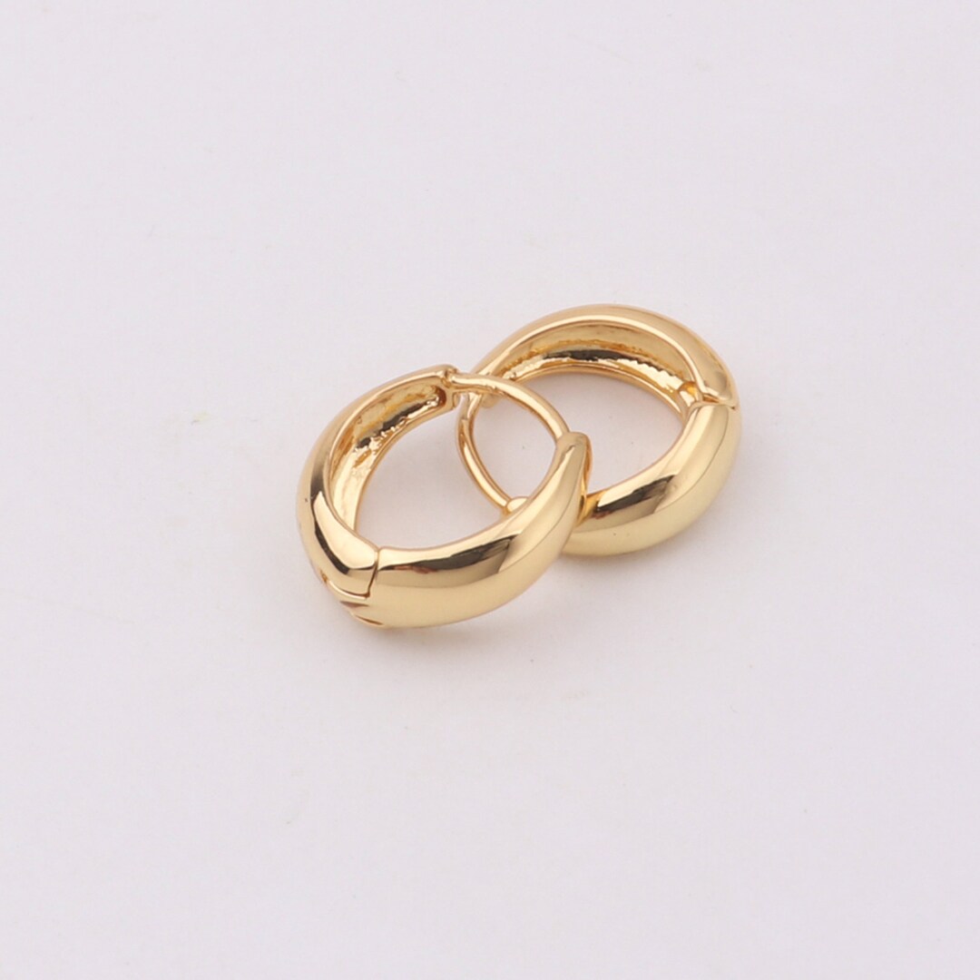 Custom Handmade 18k Gold Filled 16mm French ear clip, Round Bold Huggie ...