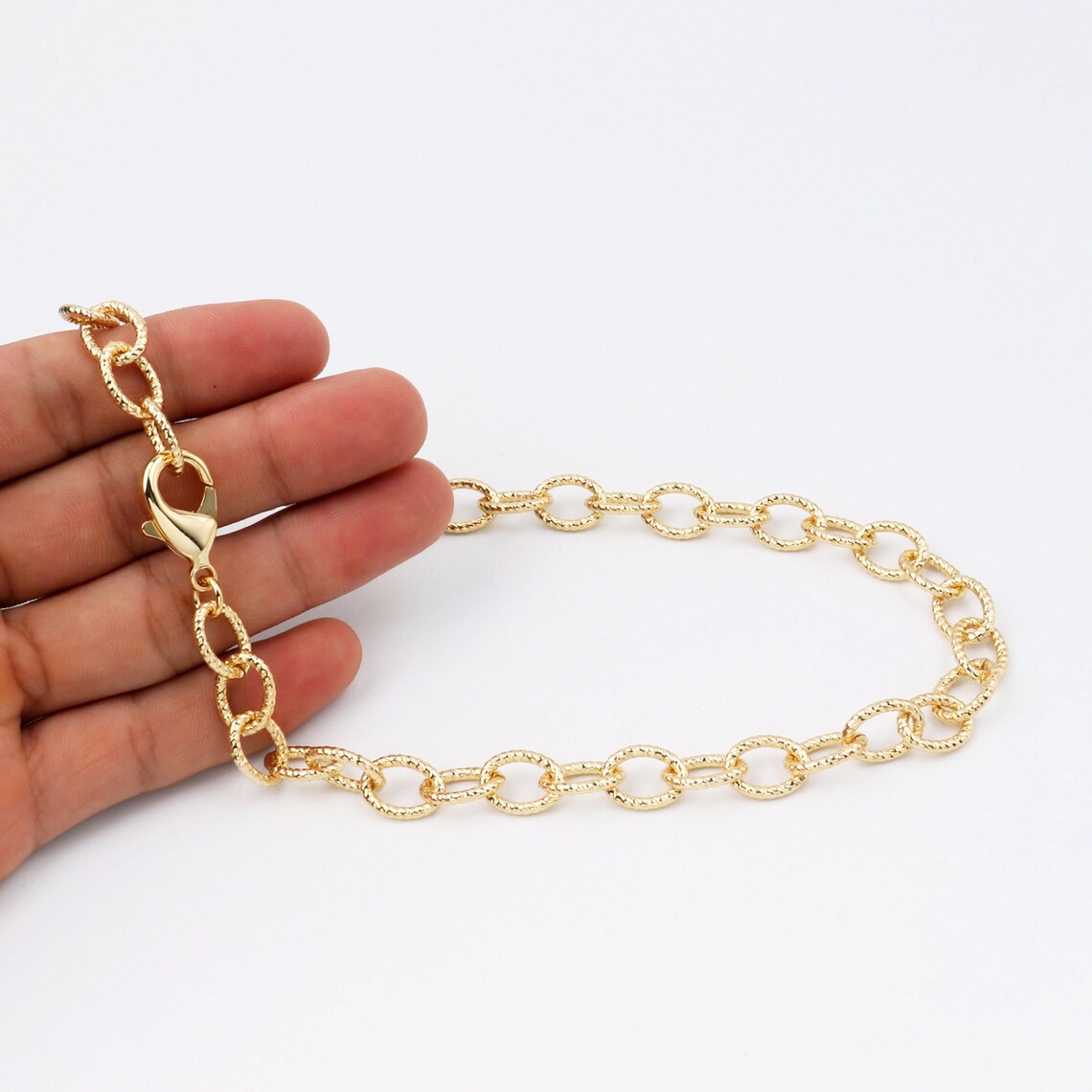 Handmade Custom 1pcs Delicate 18K Gold Filled Openable Links Textured ...