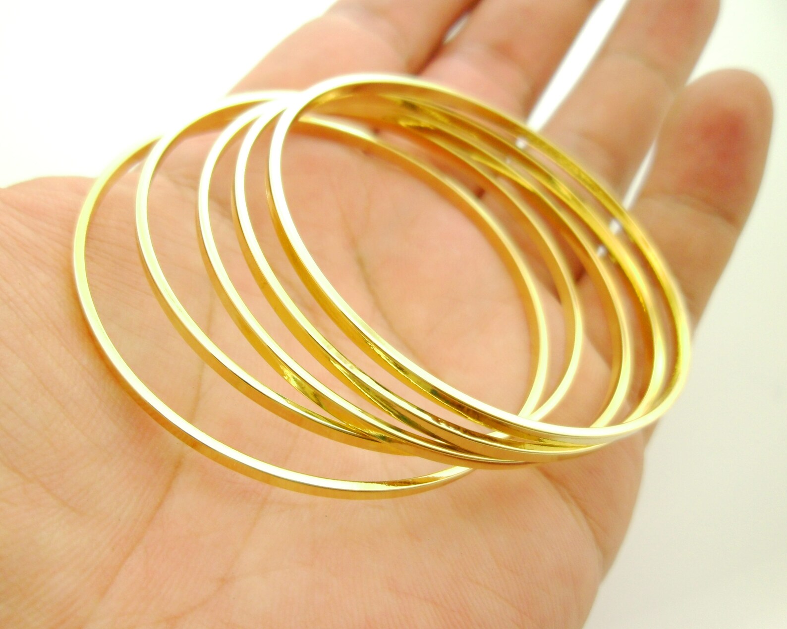 DAINTY 4pcs Top Quality Large Shiny Gold contains Real Gold | Etsy