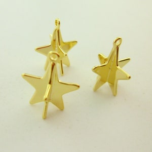 Shiny Dainty Double Stars 3D Stars Pendants Drops Charms Dangles, Cast ...