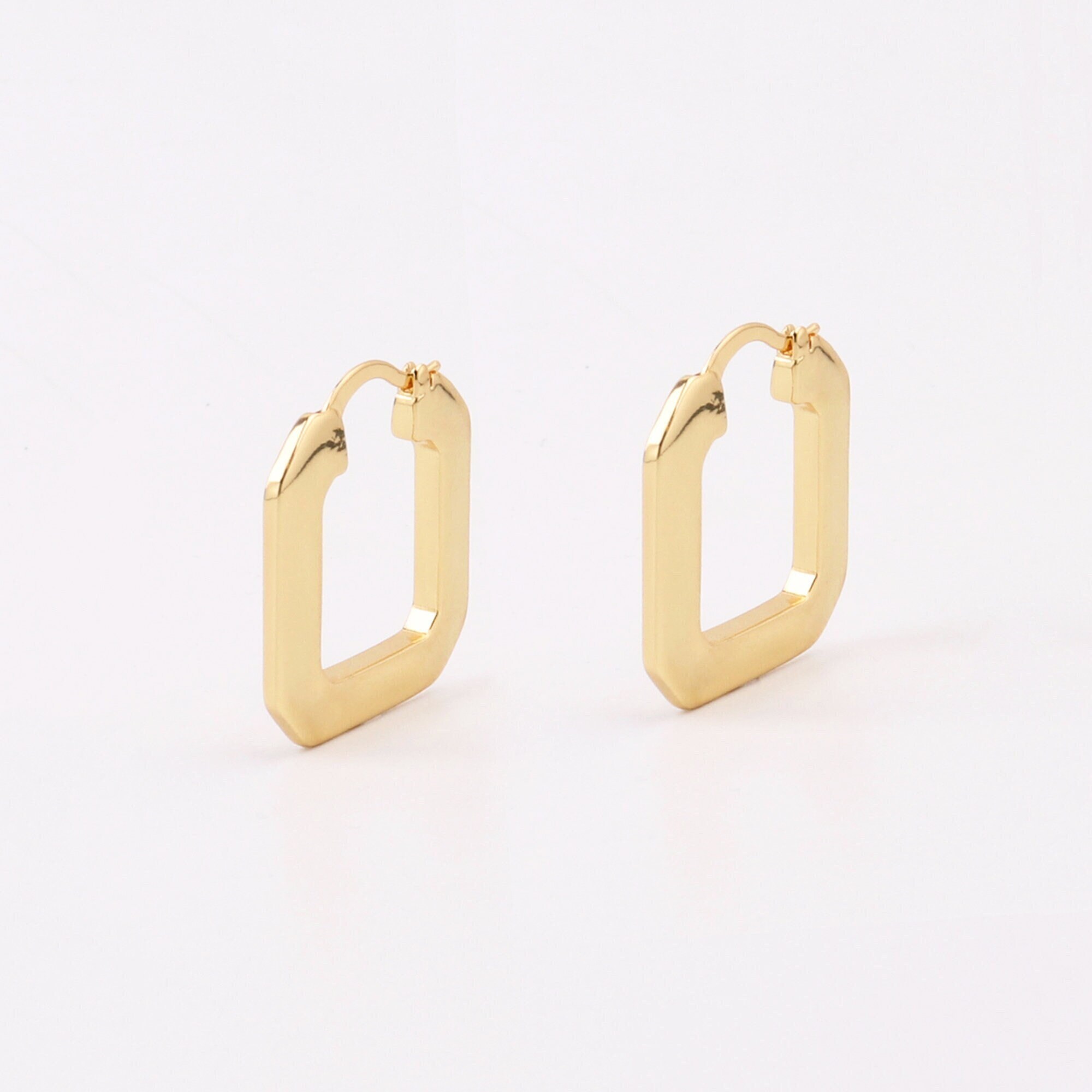 Custom 1 Pair Brass 18K Gold Filled Dainty Flat Square U-shape - Etsy