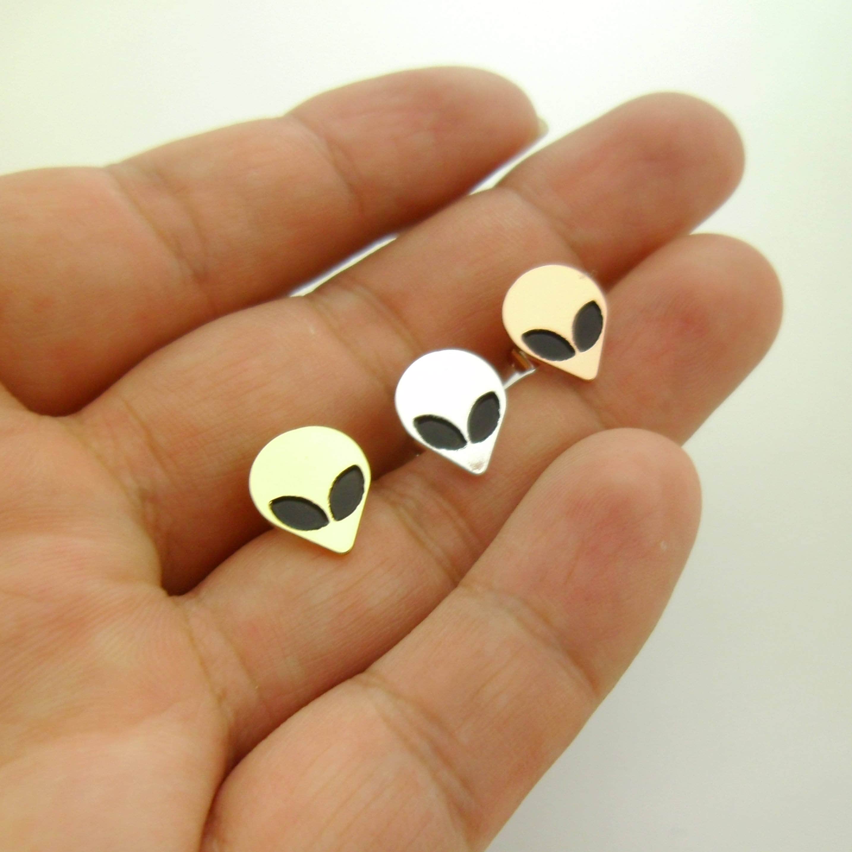 Handmade & Unique Gifts 4pcs Dainty Cool Alien Gold Silver - Etsy