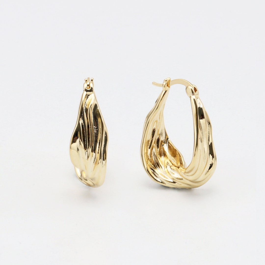 Custom Handmade 1 Pair Delicacy 18kt Gold Filled Exaggerate Irregular ...