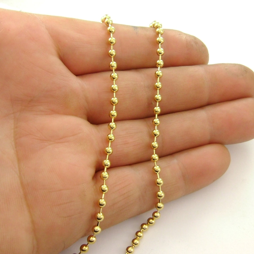 1 Meter 3mm Dainty Genuine 16k Gold Filled Brass Round Ball - Etsy