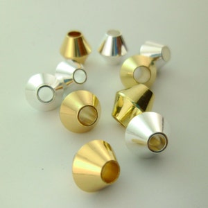 8pcs Delicate Large Hole Solid Gold and Silver Geometry Bicone Beads ...