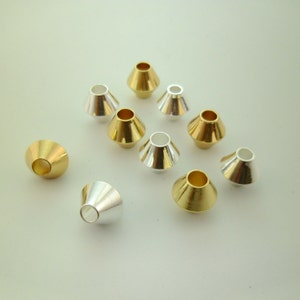 8pcs Delicate Large Hole Solid Gold and Silver Geometry Bicone Beads ...