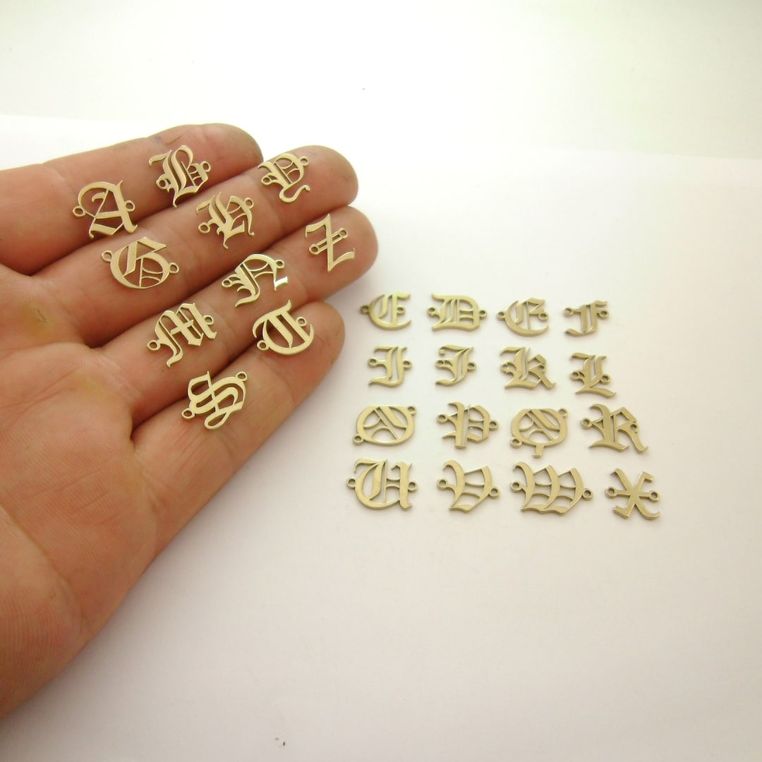 Unique Initials Source Custom, A-Z Raw Brass Old English Gothic 26 ...