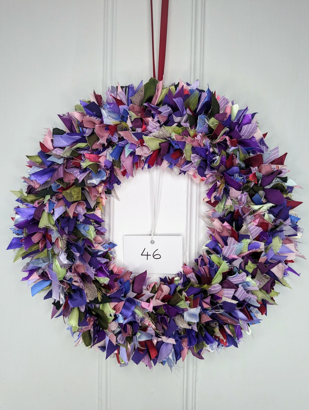 Beautiful Peacock Coloured Upcycled Ribbon Eco Wreath Interior ...