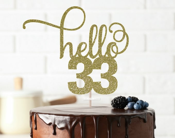 Thirty Three Cake Topper, 33 Cake Topper, Thirtythree Cake Topper ...