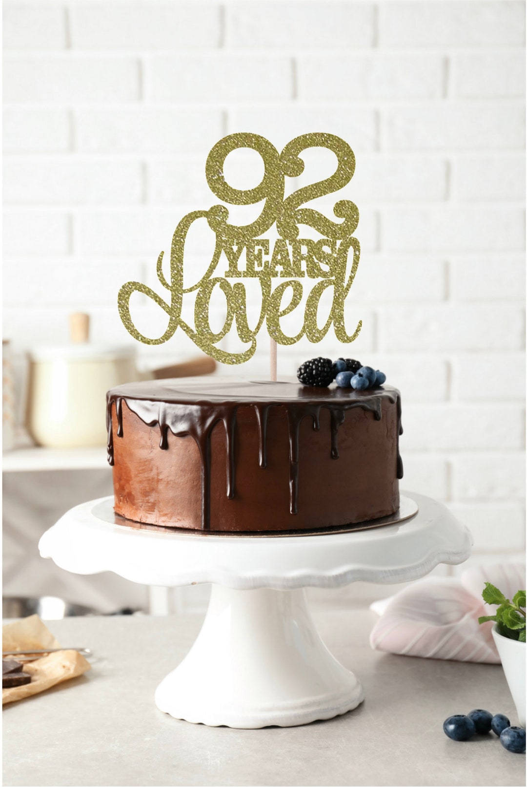 92 Years Loved Cake Topper, 92nd Birthday Cake Topper, Happy 92nd ...